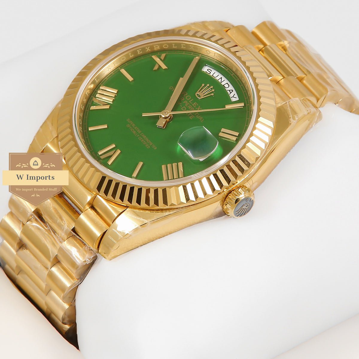Latest Collection 40 Yellow Gold With Green Dial & Roman Numeral Autom ...